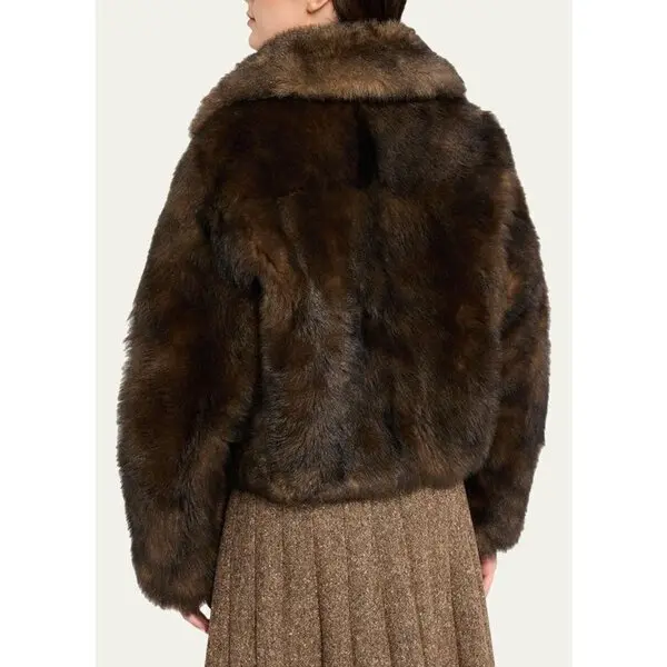 Brunello Cucinelli Lamb Shearling Zip Jacket With Monili Trim