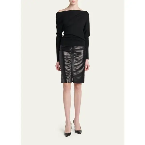 TOM FORD Wool-silk Asymmetric Off-shoulder Sweater