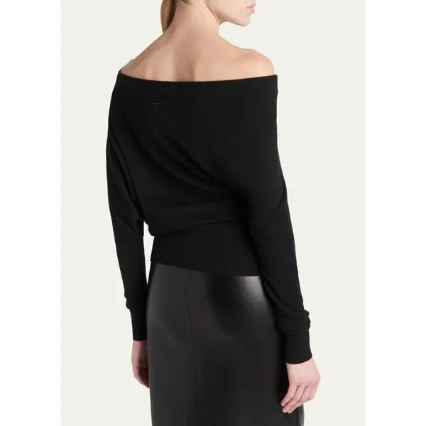 TOM FORD Wool-silk Asymmetric Off-shoulder Sweater
