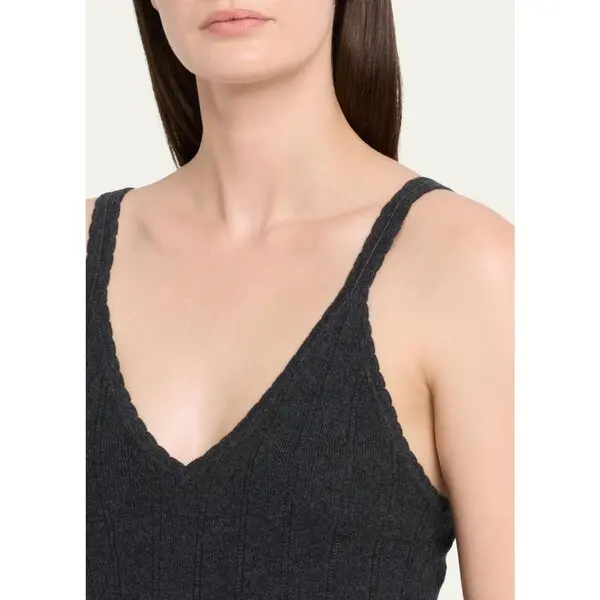 LISA YANG Suni Scalloped Cotton-cashmere Rib Tank Top