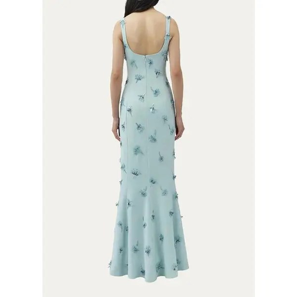 Simkhai Briella 3d Floral Beaded Trumpet Gown