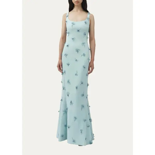 Simkhai Briella 3d Floral Beaded Trumpet Gown