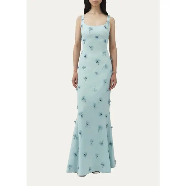 Simkhai Briella 3d Floral Beaded Trumpet Gown