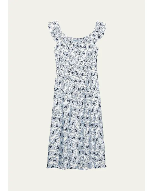 Prada Floral-print Pongé Sleeveless Midi Dress