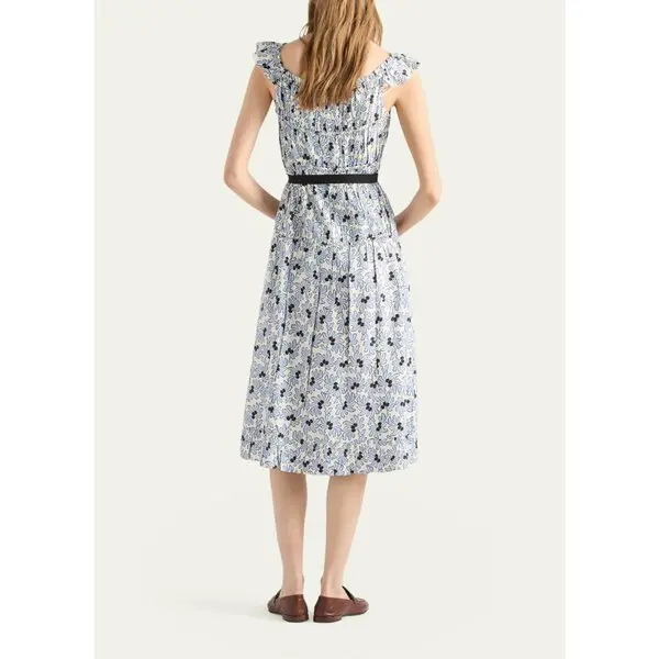 Prada Floral-print Pongé Sleeveless Midi Dress