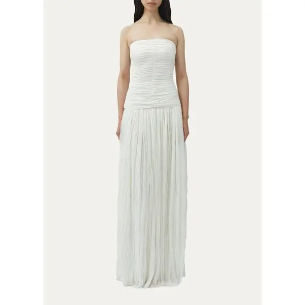 Simkhai Danielle Strapless Crinkle Jersey Bustier Gown - Ivory