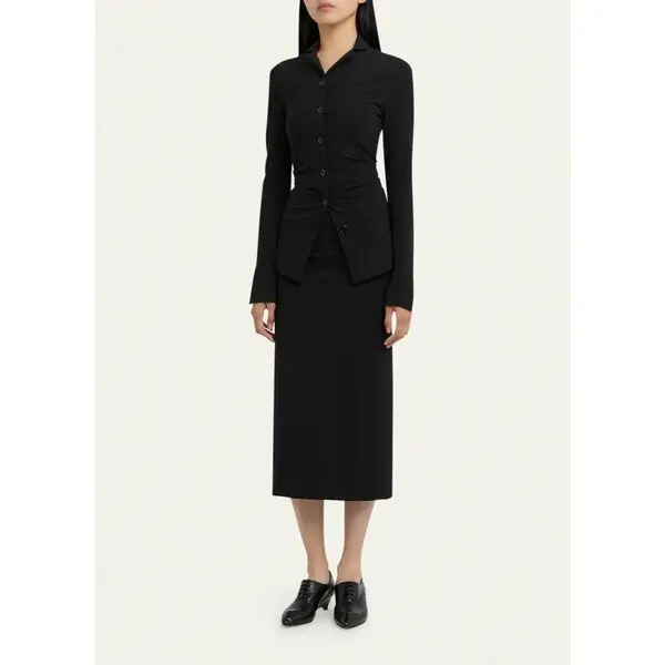 JIL SANDER Viscose Crepe Midi Skirt