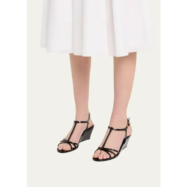 Prada 55mm Patent Leather Wedge Sandals