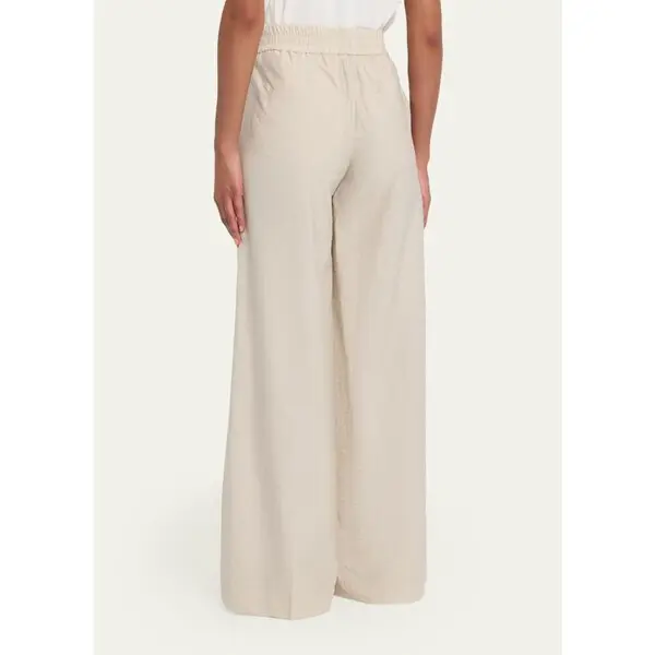 Brunello Cucinelli Techno Cotton Pleat Wide-leg Pull-on Track Pants