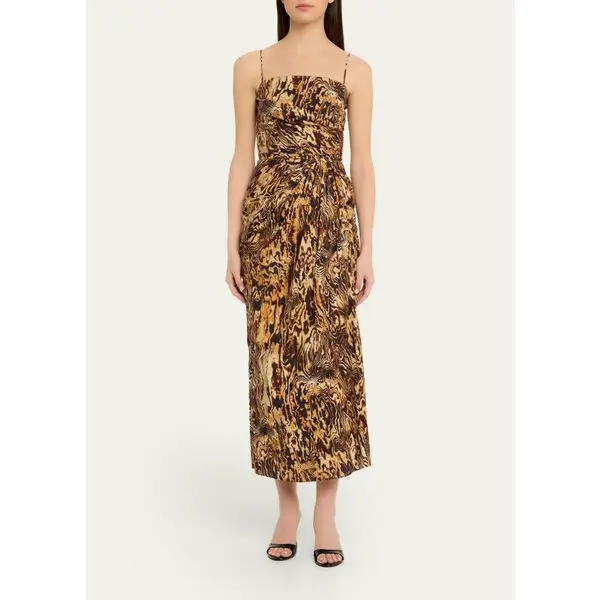 Adam Lippes Cari Abstract-print Draped Ankle Dress