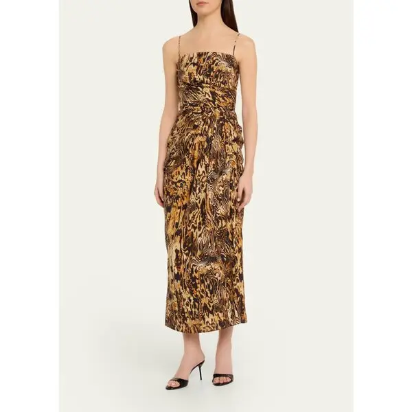 Adam Lippes Cari Abstract-print Draped Ankle Dress