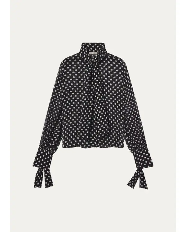 FRAME The Nouvelle Polka Dot Blouse