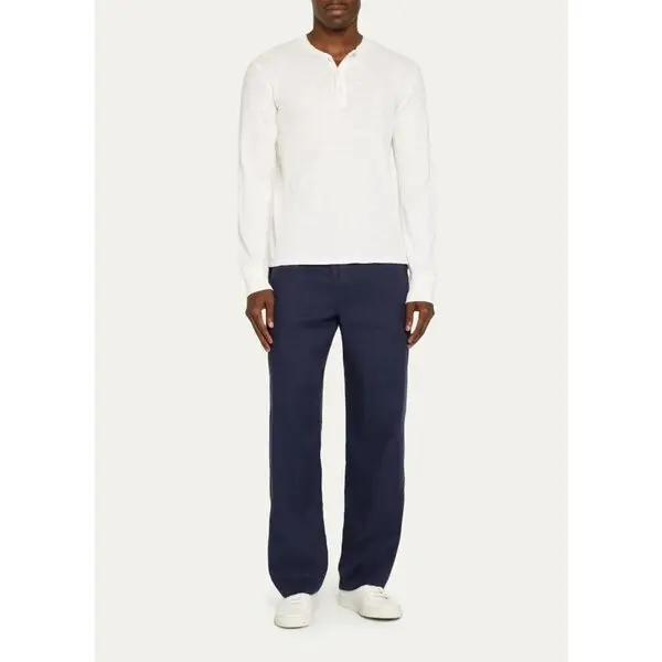 Frescobol Carioca Midnight Linen-blend Trousers