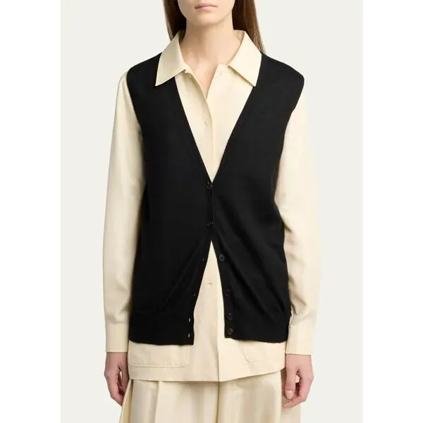 THE ROW Neel Cashmere Cardigan Vest