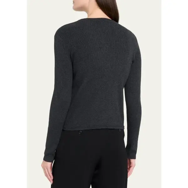 LISA YANG Abeena Cotton-cashmere Rib Crewneck Cardigan