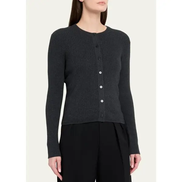 LISA YANG Abeena Cotton-cashmere Rib Crewneck Cardigan