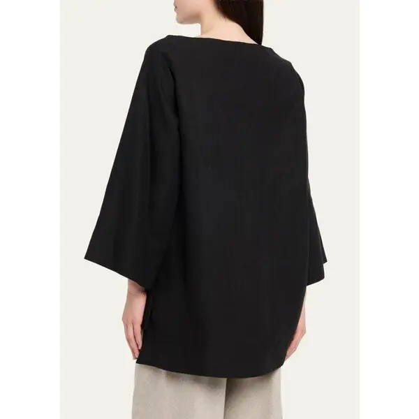 THE ROW Junia Boat-neck Linen Top - Black
