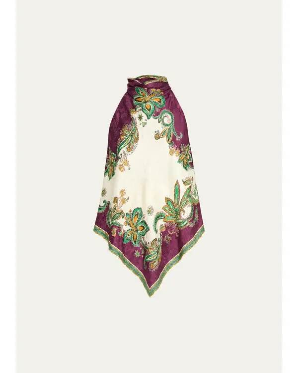 ALEMAIS Ruthie Floral Jacquard Halter Top