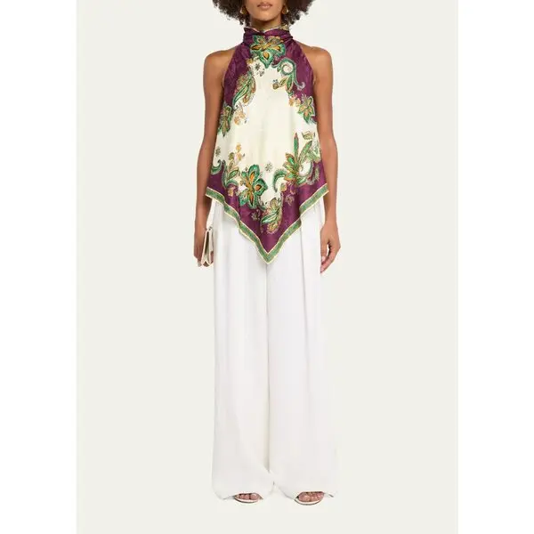 ALEMAIS Ruthie Floral Jacquard Halter Top