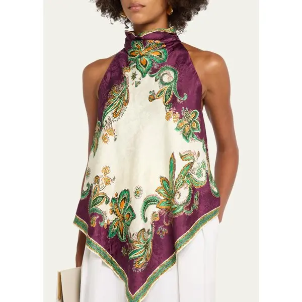 ALEMAIS Ruthie Floral Jacquard Halter Top