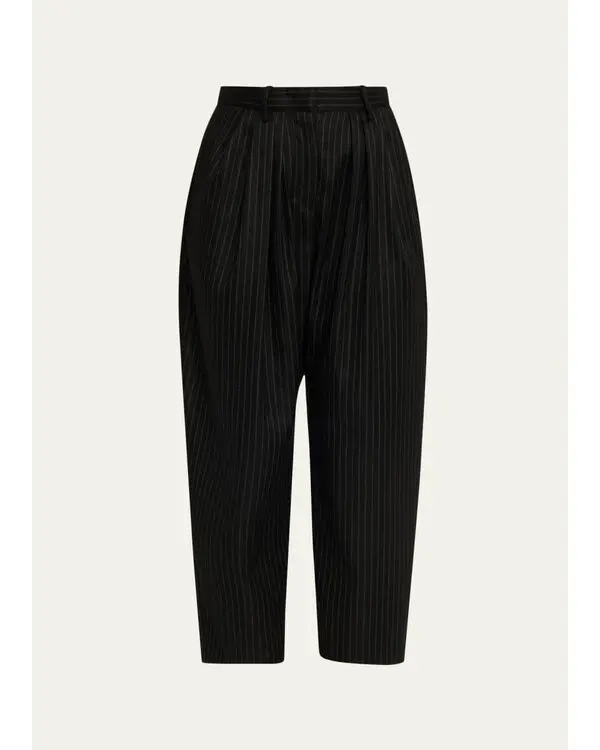 Isabel Marant Étoile Janice Pinstripe Double-pleated Barrel-leg Ankle Trousers