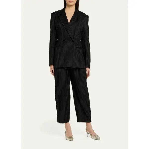 Isabel Marant Étoile Janice Pinstripe Double-pleated Barrel-leg Ankle Trousers