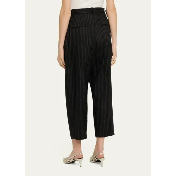 Isabel Marant Étoile Janice Pinstripe Double-pleated Barrel-leg Ankle Trousers
