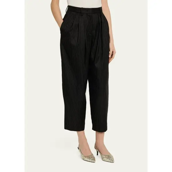 Isabel Marant Étoile Janice Pinstripe Double-pleated Barrel-leg Ankle Trousers