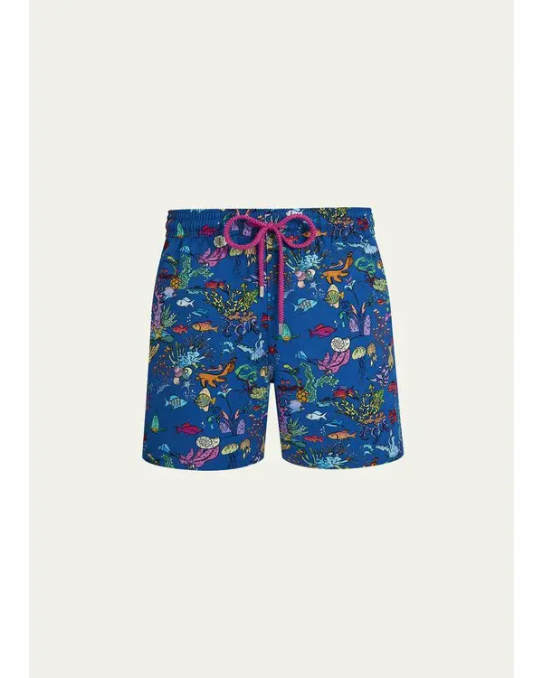 Vilebrequin Stretch Aquarium-print Swim Trunks