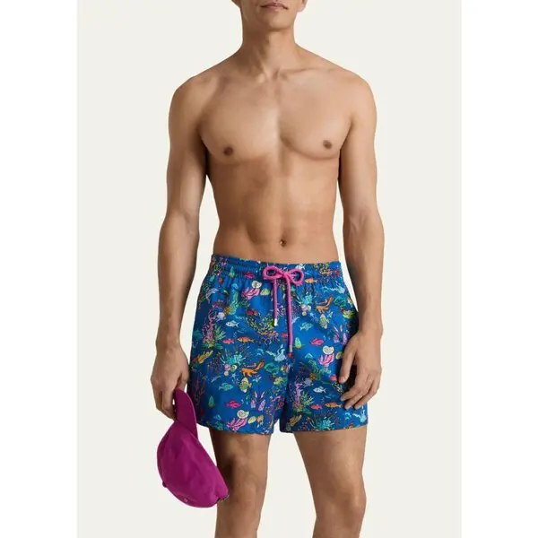 Vilebrequin Stretch Aquarium-print Swim Trunks