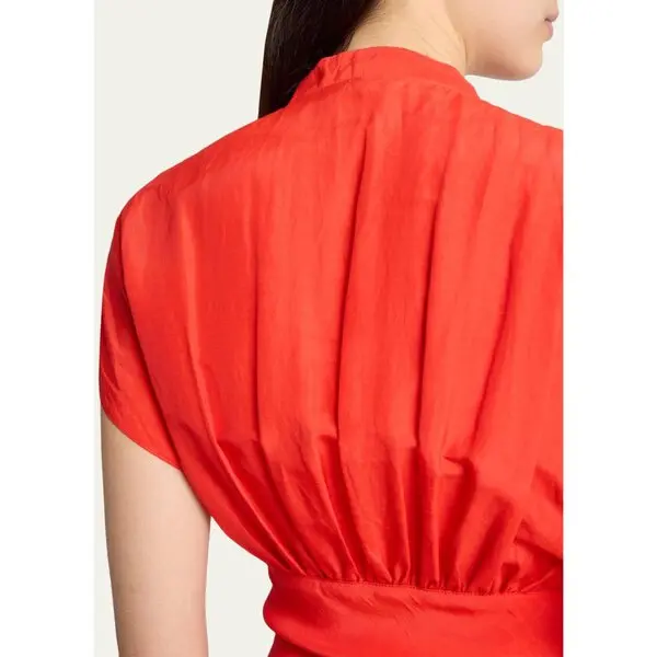 Alaïa Plunging Belted Linen Midi Dress