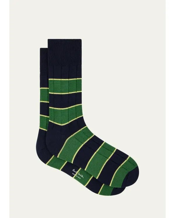 Paul Smith Kennedy Contrast-stripe Crew Socks - Navy