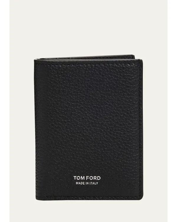 TOM FORD Grained Leather T Line Bifold Card Holder - Black