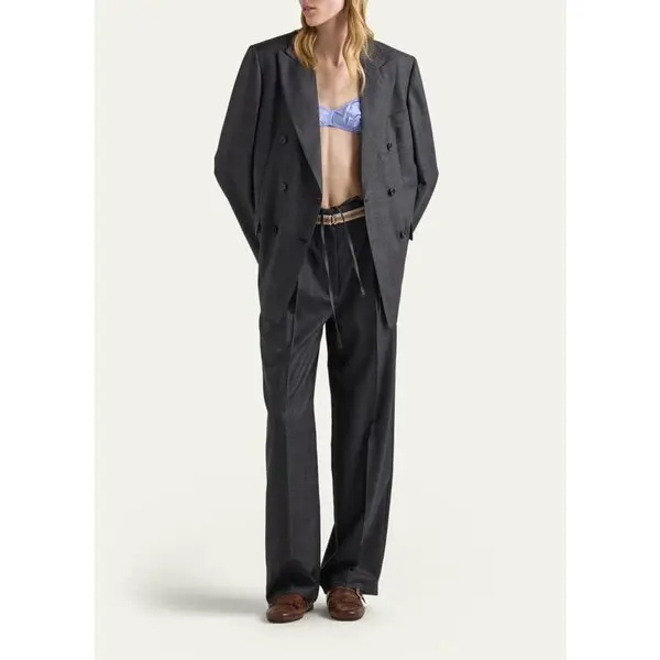 Prada Pleated Wool Drawstring Trousers
