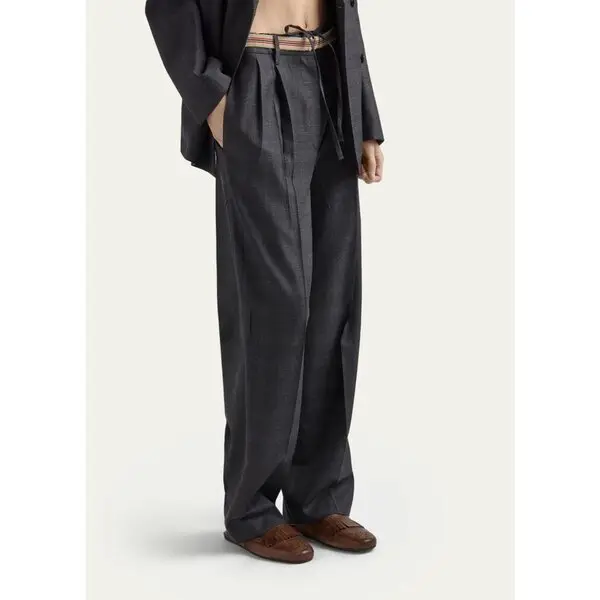 Prada Pleated Wool Drawstring Trousers