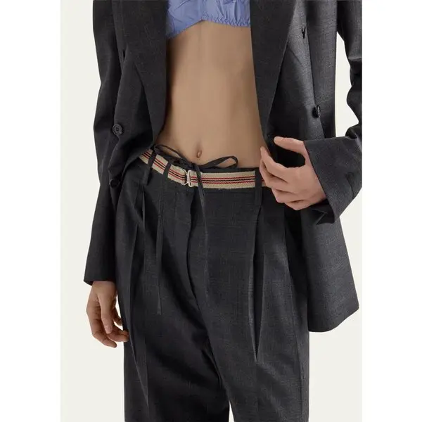Prada Pleated Wool Drawstring Trousers