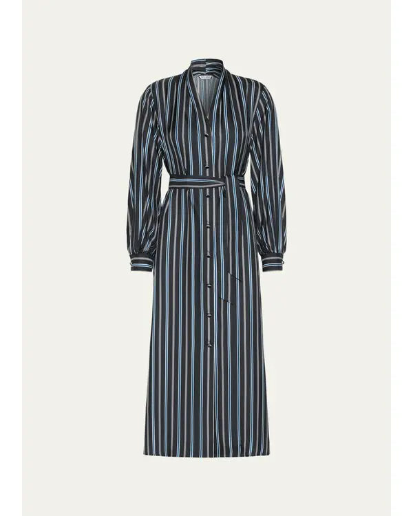 Max Mara Long-sleeve Striped Shirtdress W/ Belt