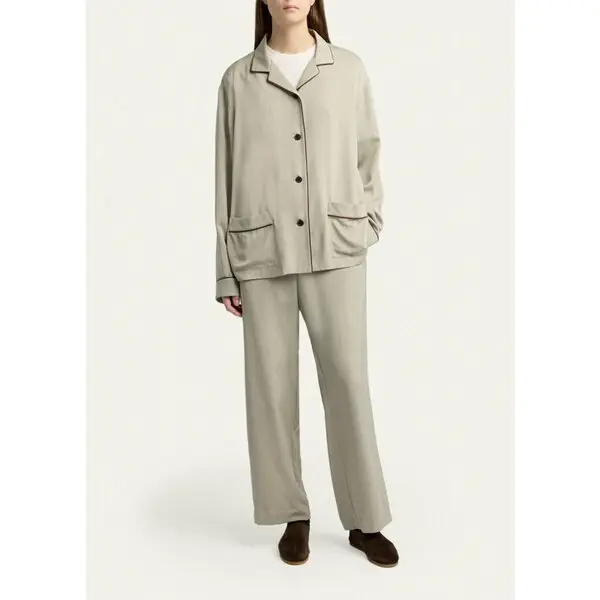 THE ROW Duvain Silk Straight-leg Pull-on Pants
