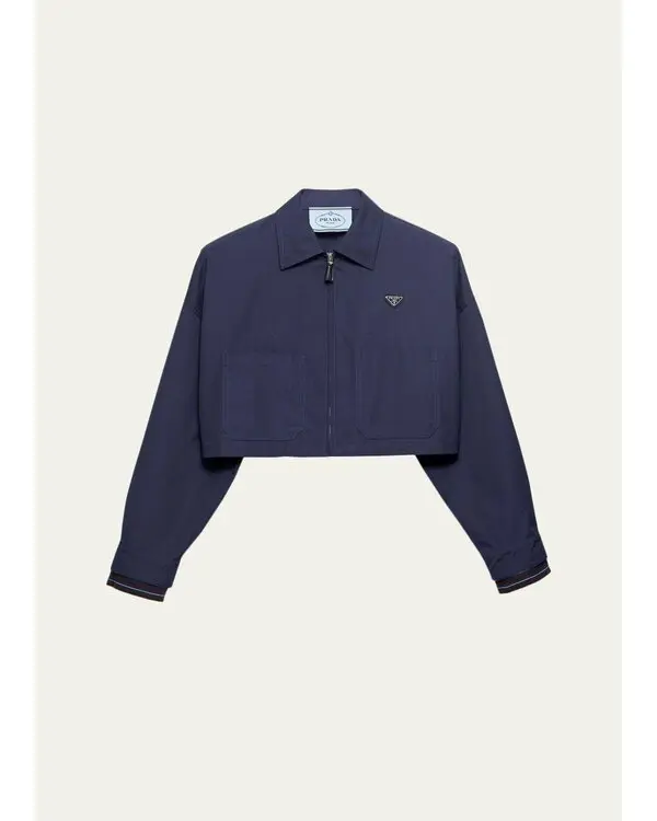 Prada Patch-pocket Cotton Crop Zip Jacket
