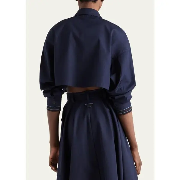 Prada Patch-pocket Cotton Crop Zip Jacket