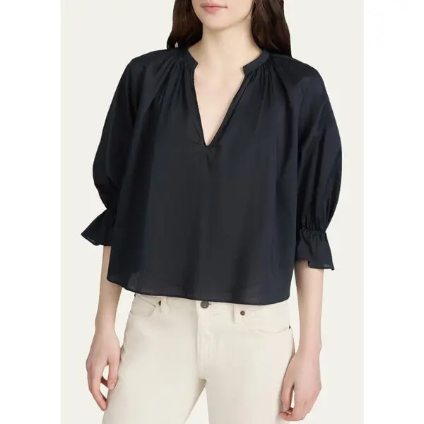 FRAME The Poet Blouse - Navy