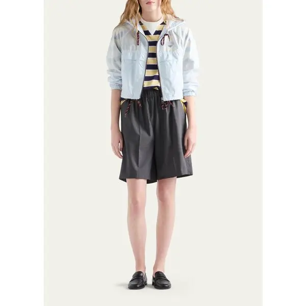 Prada Cropped Re-nylon Hooded Zip Jacket