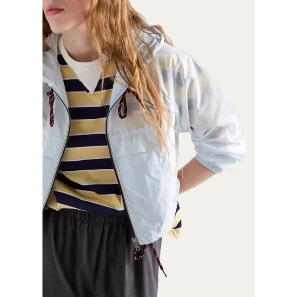 Prada Cropped Re-nylon Hooded Zip Jacket