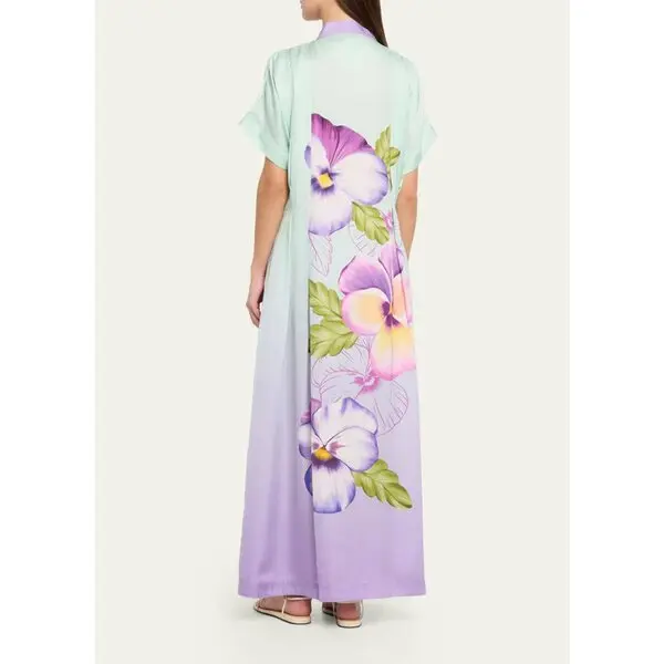 Verandah Hand-pleated Floral Kaftan Maxi Dress