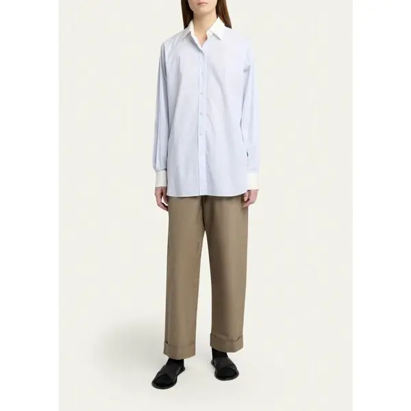 THE ROW Hilbert Striped Button-down Tunic Shirt