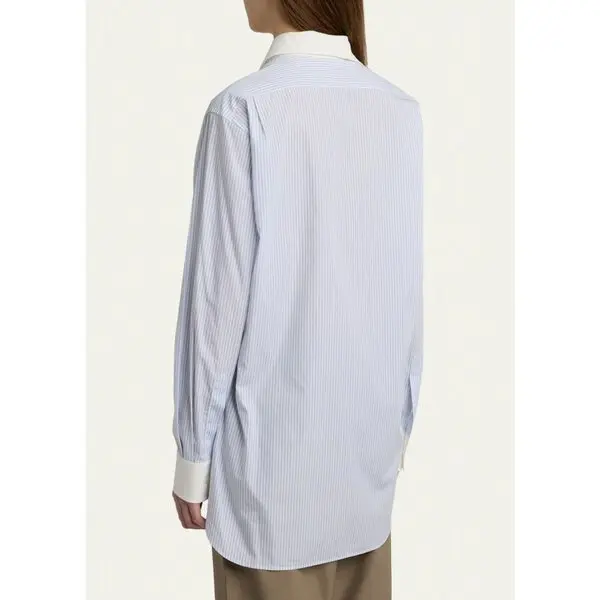 THE ROW Hilbert Striped Button-down Tunic Shirt