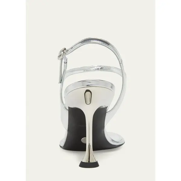 Proenza Schouler Tee Asymmetric Leather Thong Sandals - Silver