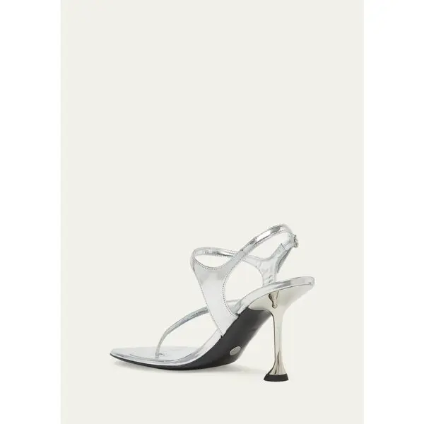 Proenza Schouler Tee Asymmetric Leather Thong Sandals - Silver