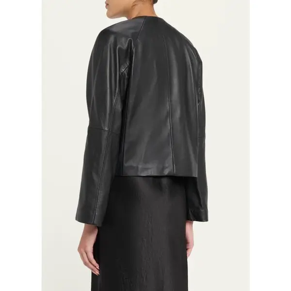Max Mara Raglan-sleeve Leather Single-breasted Jacket - Black