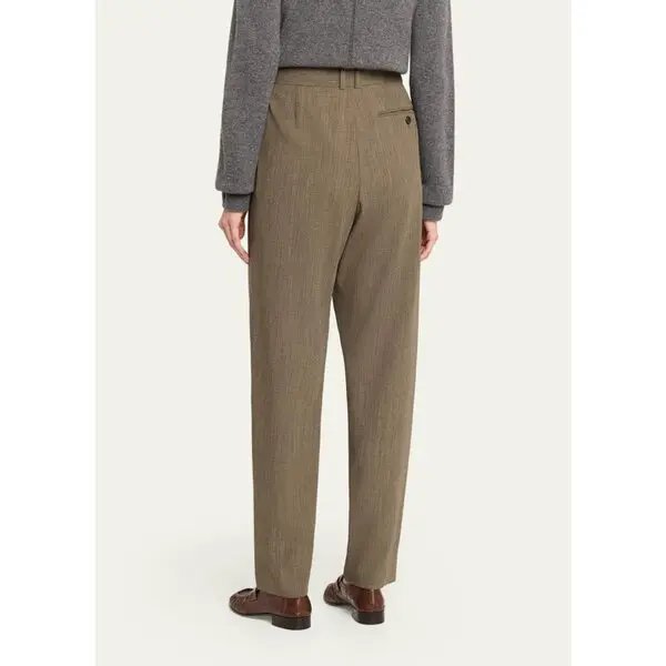 THE ROW Gianni Wool Pleated Tapered-leg Pants